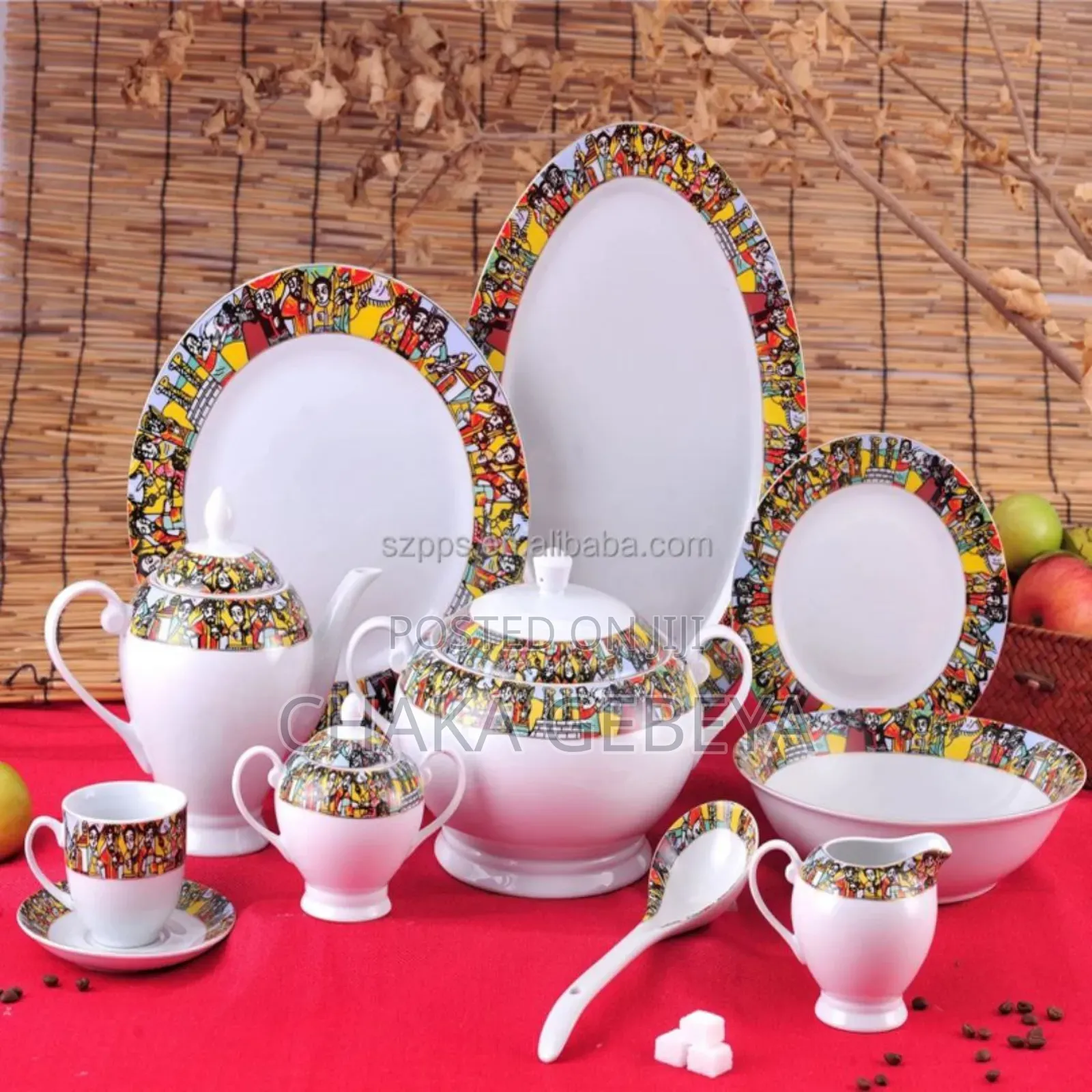 35-piece Ceramic Dinner Set - Gold Printing Doesn't Fade in Nifas Silk ...