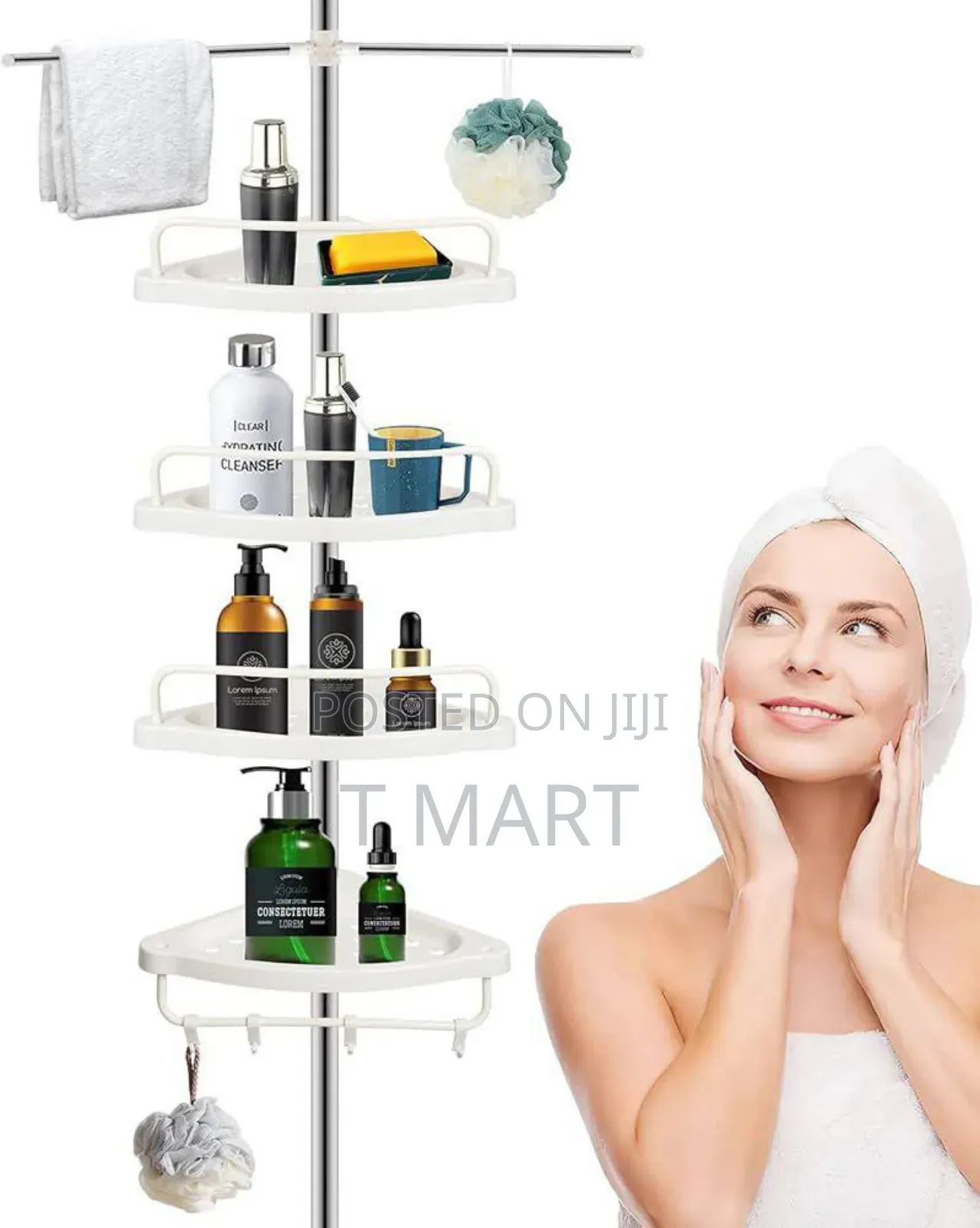 4-tier Corner Shower Caddy Tension Pole in Arada - Storage ...