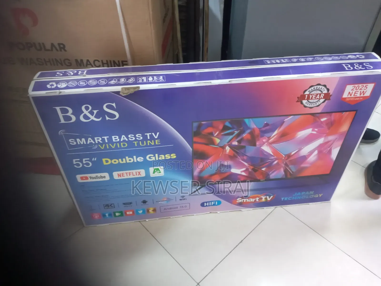 B S 55inch Tv Smart Android Double Glass New 20 25 Model in Addis ...