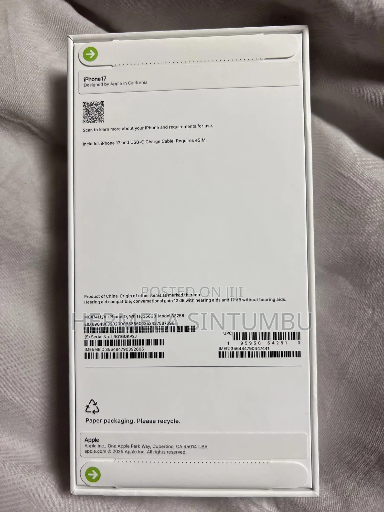 New Apple iPhone 17 256 GB White in Bole - Mobile Phones, Hermela ...