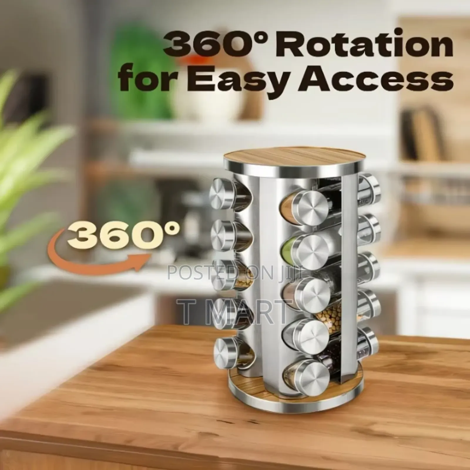 12 Set Rotating Spice Carousel Glass Jar With Rack in Arada ...