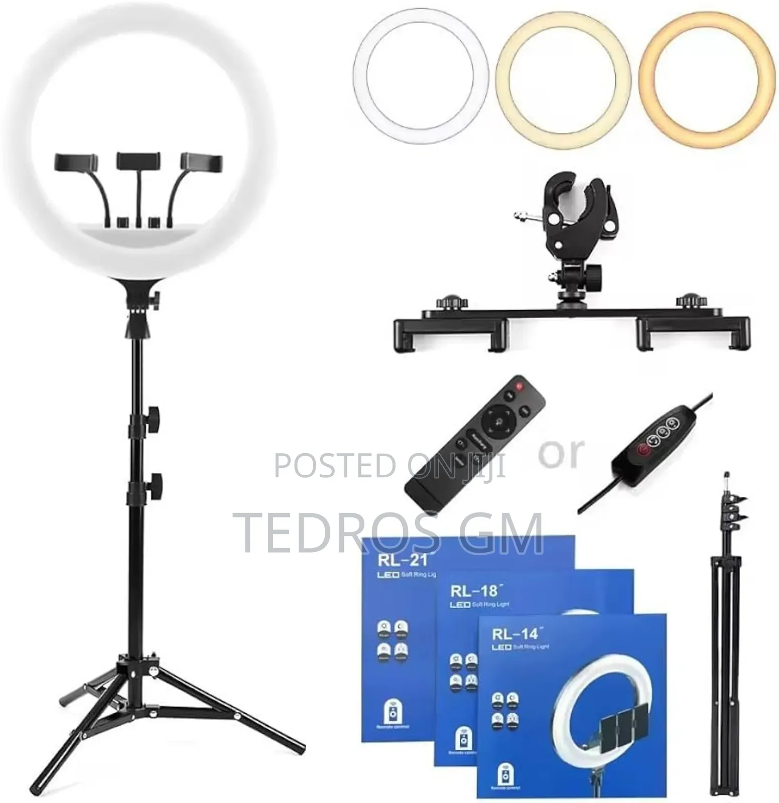 21 Inch Ring Light With 2.1m Fordable Tripod Stand, 3 Phone Holder. in ...