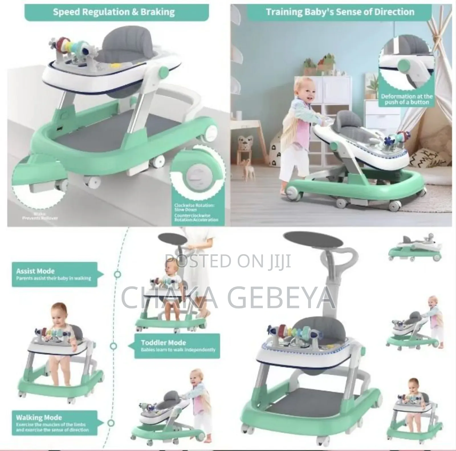 Fun Safe Baby Walker Toy Car - Adjustable Handle for Parent Assist in ...