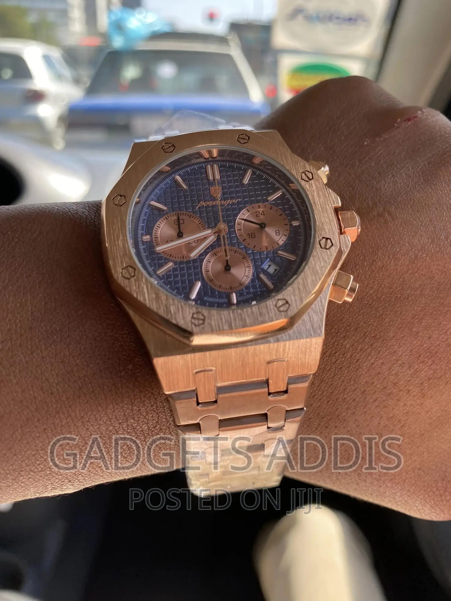 Luxurious Poedagar Rose Gold Blue Screw Head Watch in Nifas Silk-Lafto ...