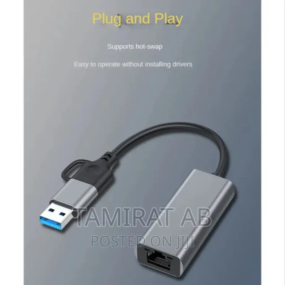 USB3.0/Type-c3.1 to RJ45 Ethernet Adapter for Laptop PC in Yeka ...